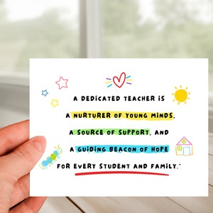 Cute Teacher Appreciation Card for Thank You Best Teacher Give Hope and ...