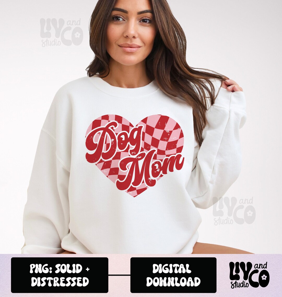 Dog Mom Checkered Heart Png, Valentine Sublimation, Retro Valentine Png ...