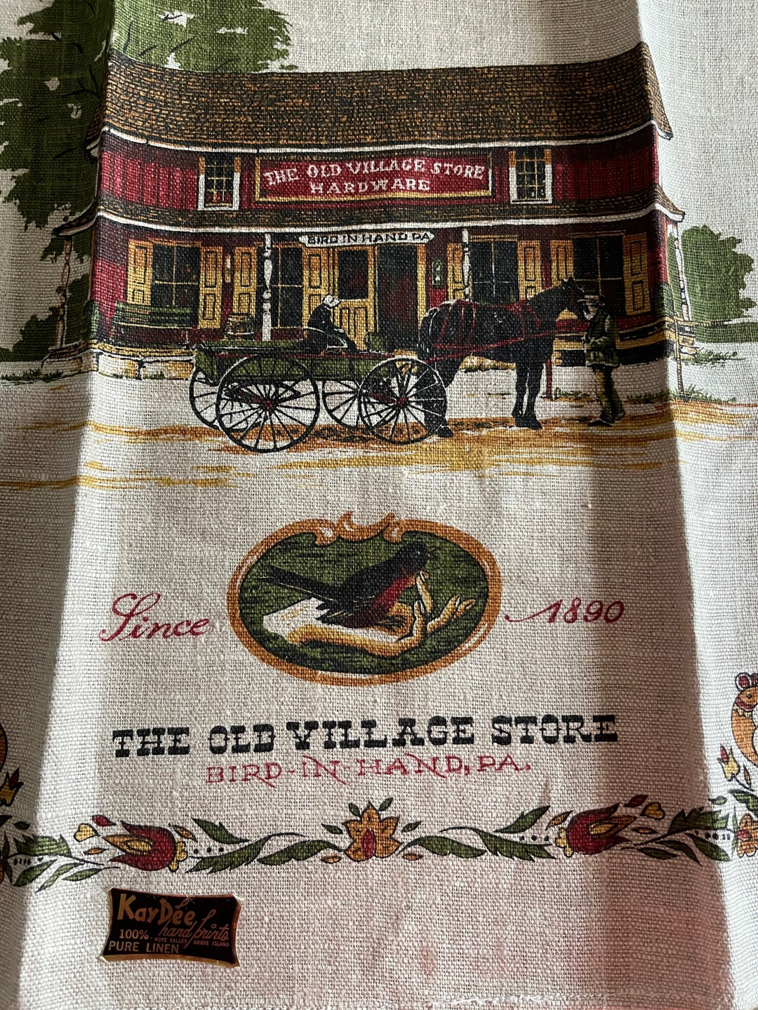 Vintage KAY DEE HANDPRINTS the Old Village Hardware Store 100% - Etsy
