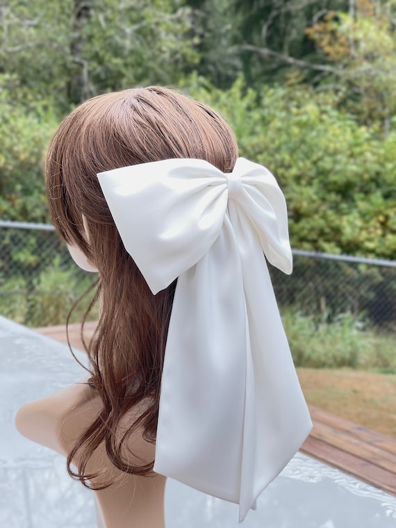 XL Satin Hair Bow Giant Satin Bow Wedding Hair Bow Wedding Dress Bow Hair Bow for Women Hair Barrette. Wedding Bridal Etsy UK