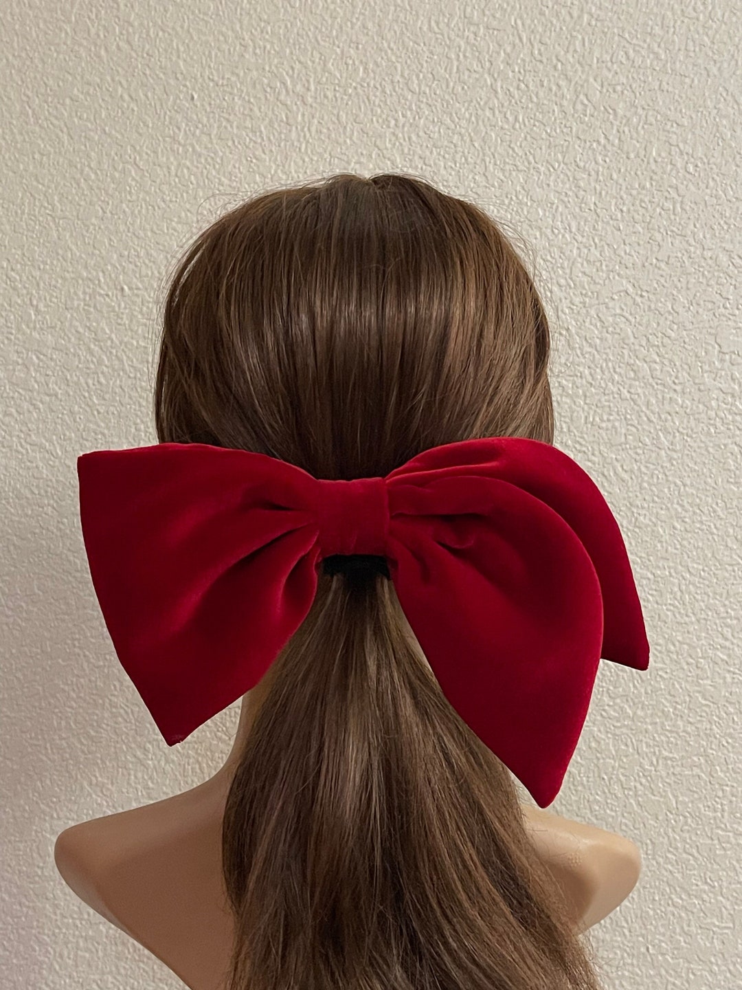 Black Velvet Hair Bow Clip, Black Velvet Bow, Large Velvet Hair Bow ...