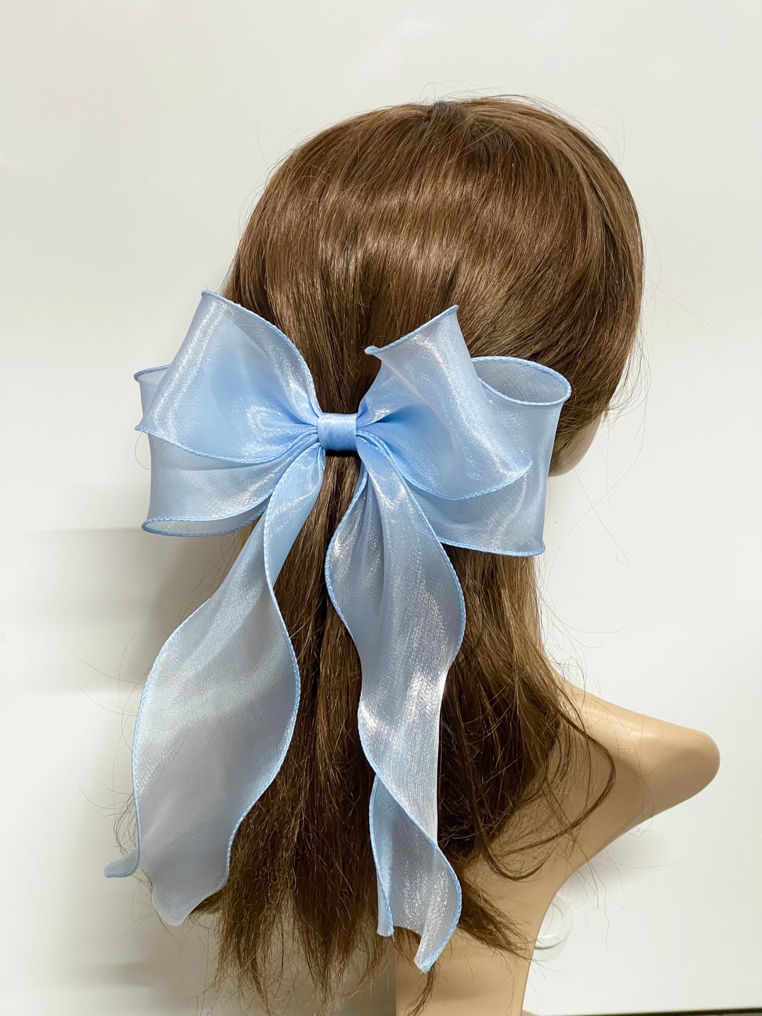 Blue Hair Bow Blue Hair Clip Light Blue Bow Blue Bow for - Etsy