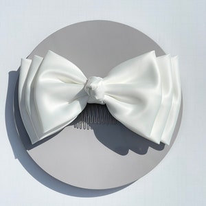 White Hair Bow, Wedding Hair Clip for Bride, Wedding Bow, Satin White ...