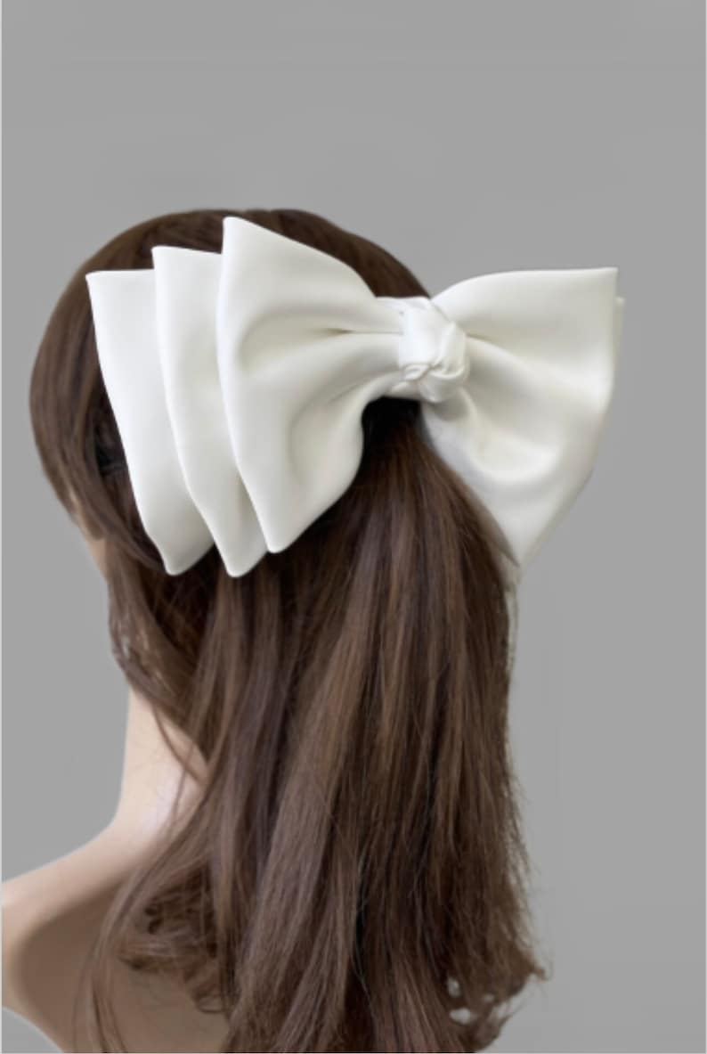 White Hair Bow, Wedding Hair Clip for Bride, Wedding Bow, Satin White ...
