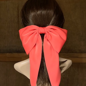 Red Bow, Satin Oversized Hair Clip. Silky Satin Hair Bow. Droopy Hair ...
