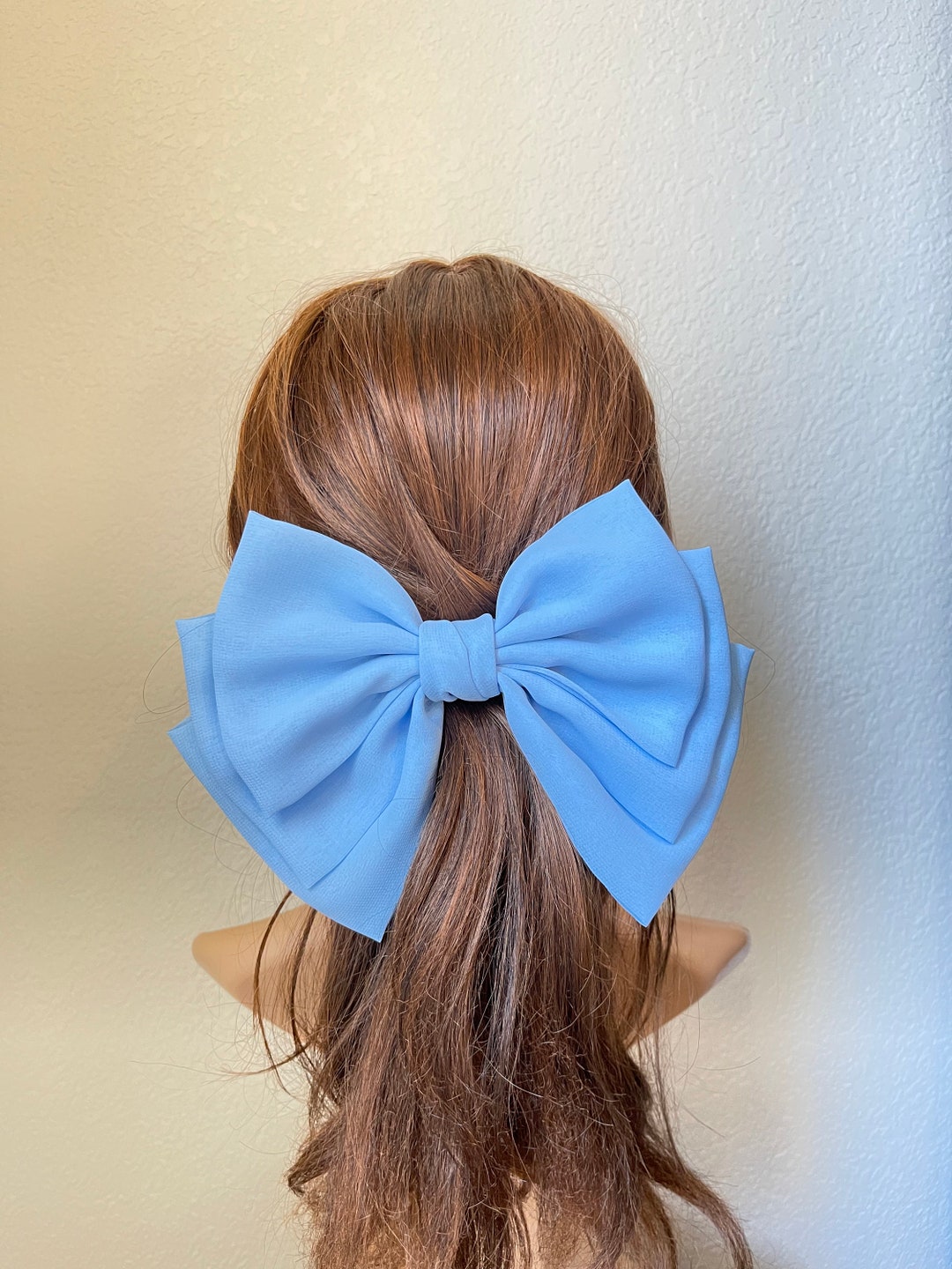 Chiffon Hair Bow, Big Bow, Clip Chiffon Fabric Hair Clip, Clip Bow ...