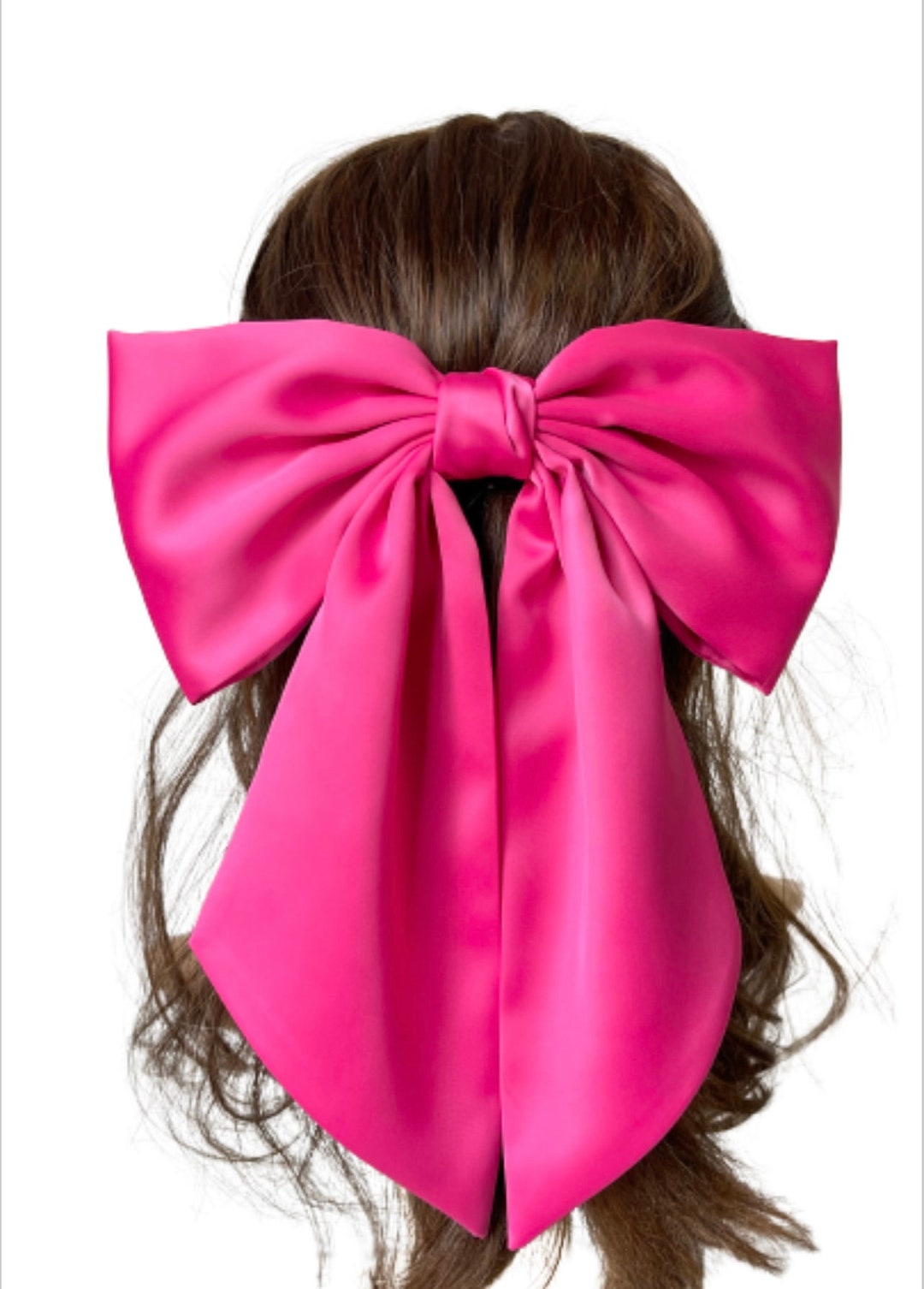 Giant Hot Pink Satin Hair Bow - Women's Hair Clip - Etsy