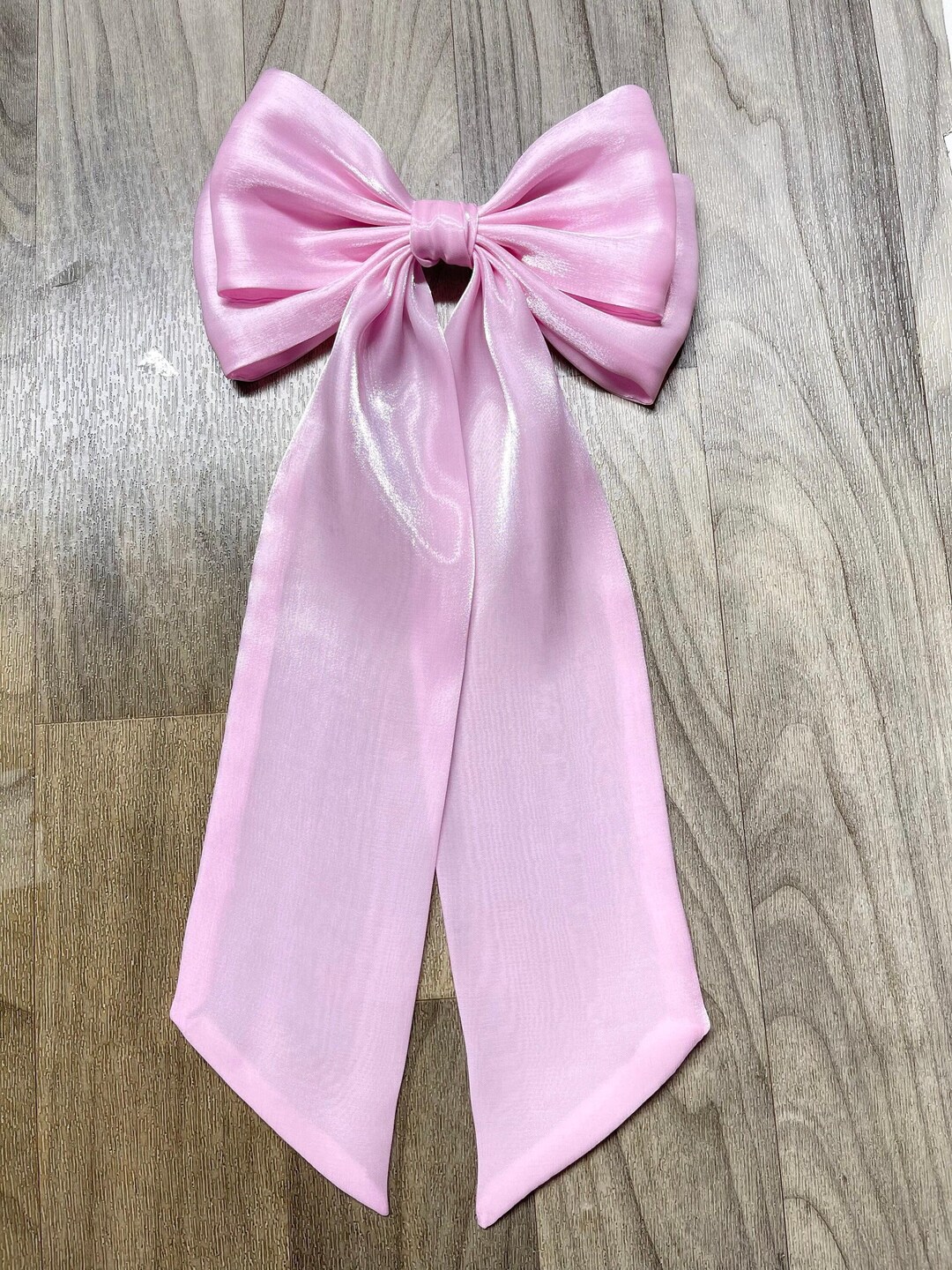 Organza Oversized Hair Bow, Long Tail Bow, Double Hair Bow Clip - Etsy