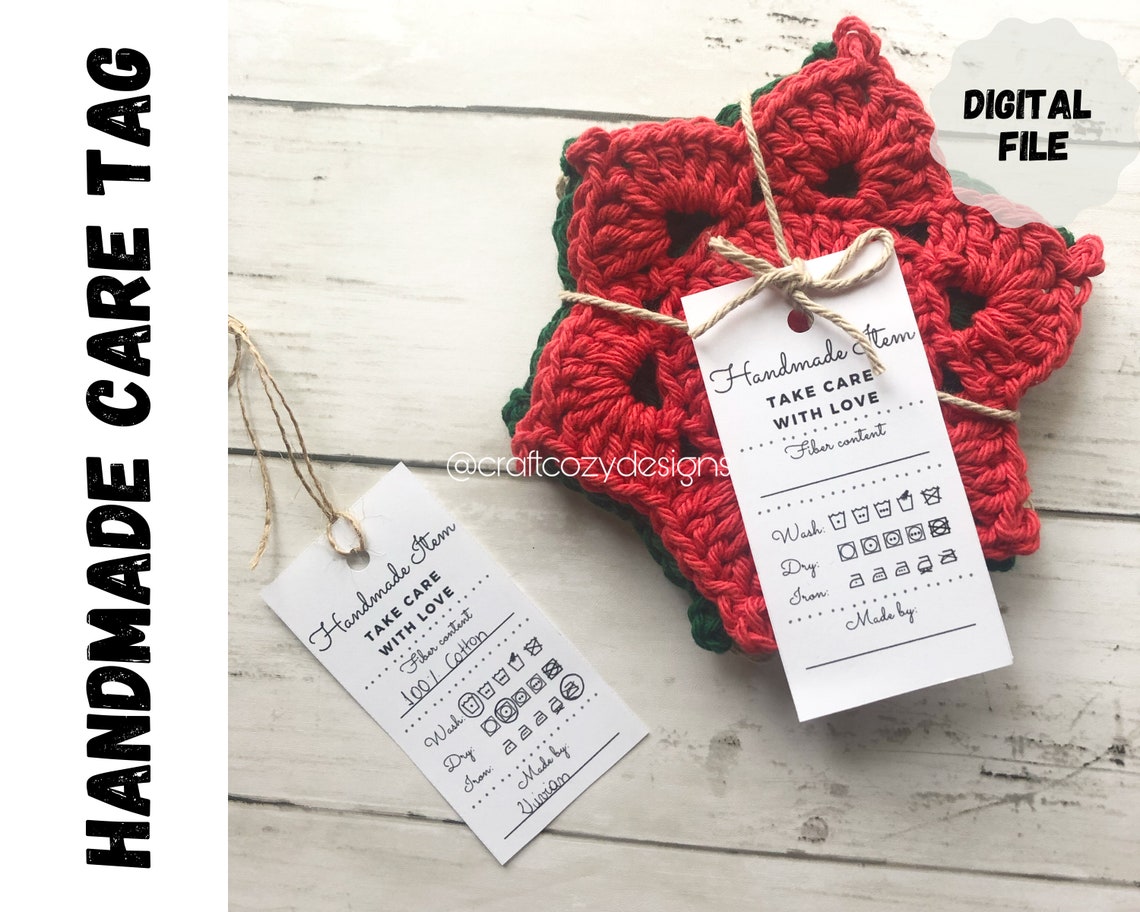 PRINTABLE Care Tag Handmade labels. Hang Tag. Diy labels for | Etsy