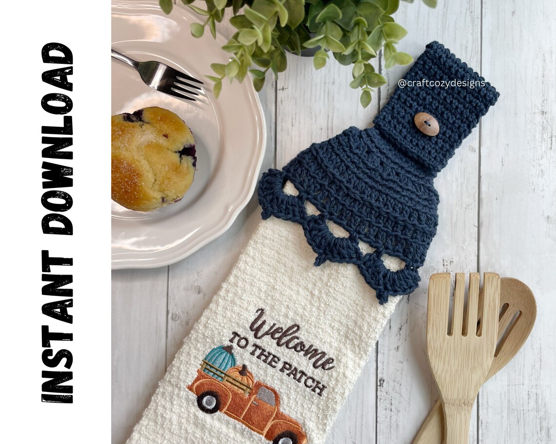 Crochet Kitchen Towel Topper PDF PATTERN, Kitchen Towel Hanger, Dish ...