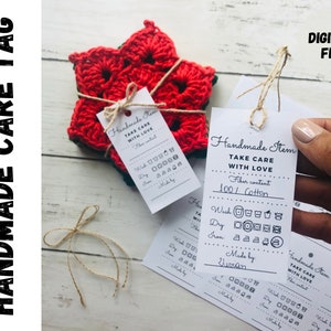 PRINTABLE Care Tag, Handmade Labels. Hang Tag. Diy Labels for Knit ...