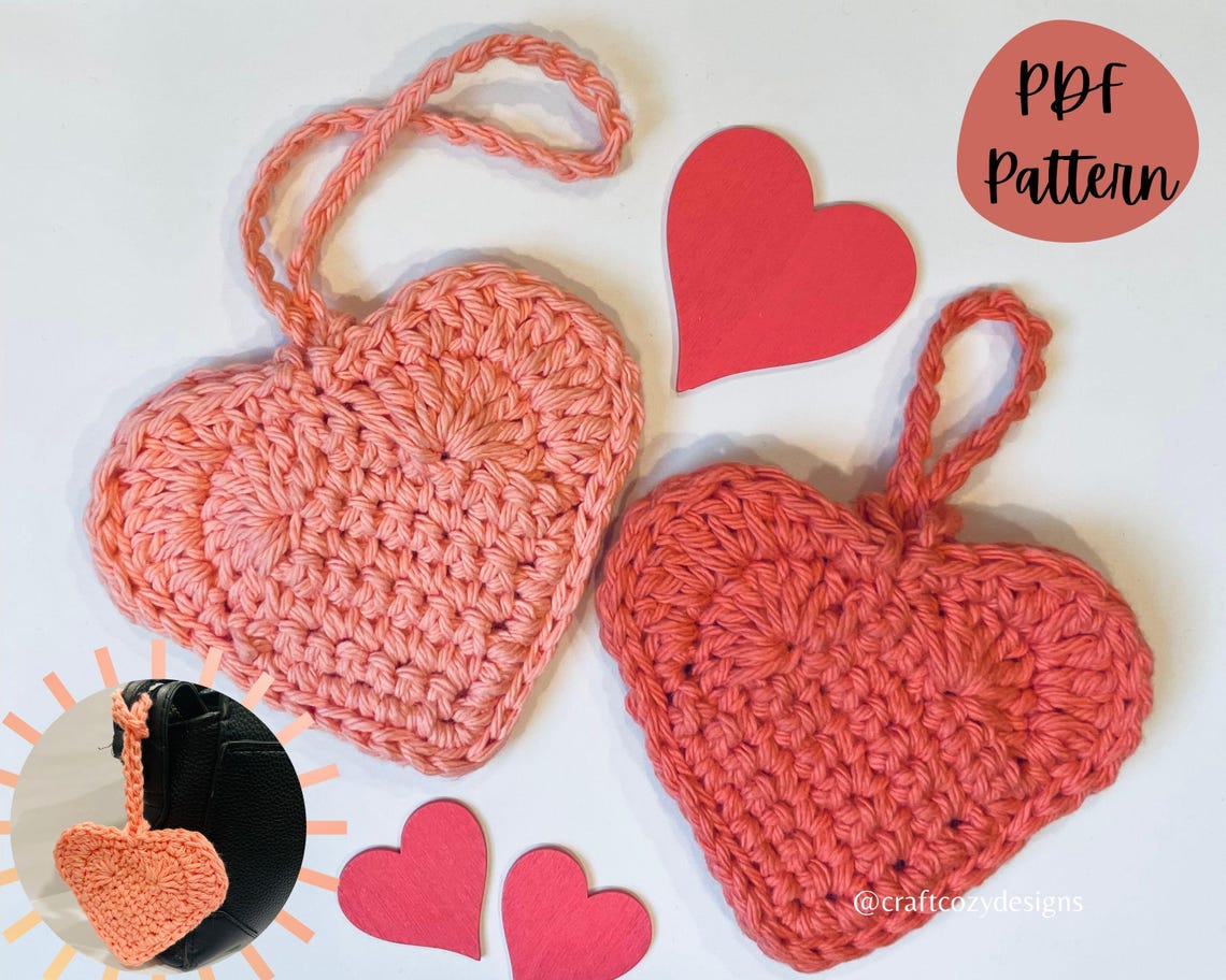 Heart Pocket Heart Pouch PDF Crochet Heart Small Pouch Valentine's Day ...