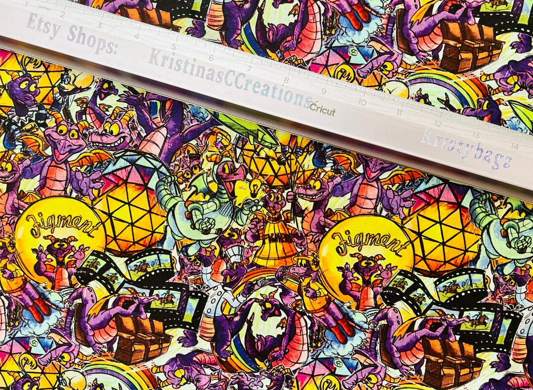 Figment Epcot 100% Cotton Craft Fabric Cut fat Eighth Cut 18 Inches ...