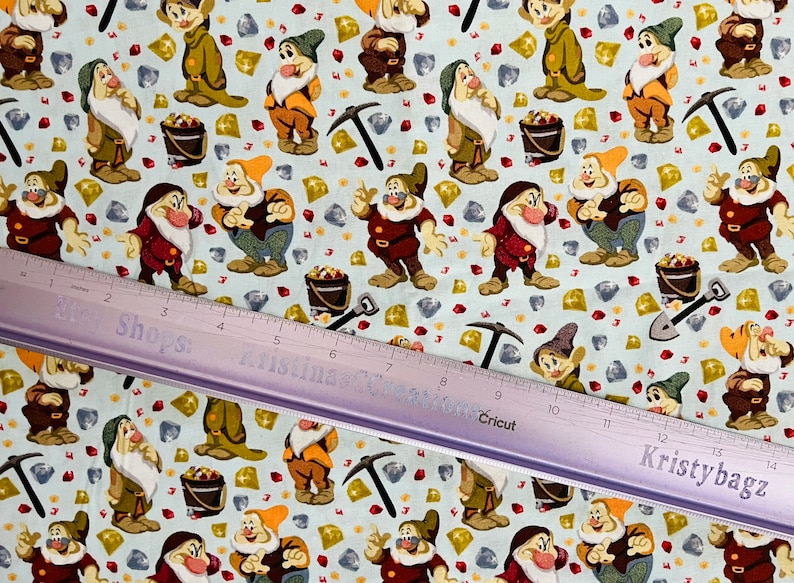 Disney Classic Snow White Gems 7 Dwarfs 100% Cotton Craft - Etsy