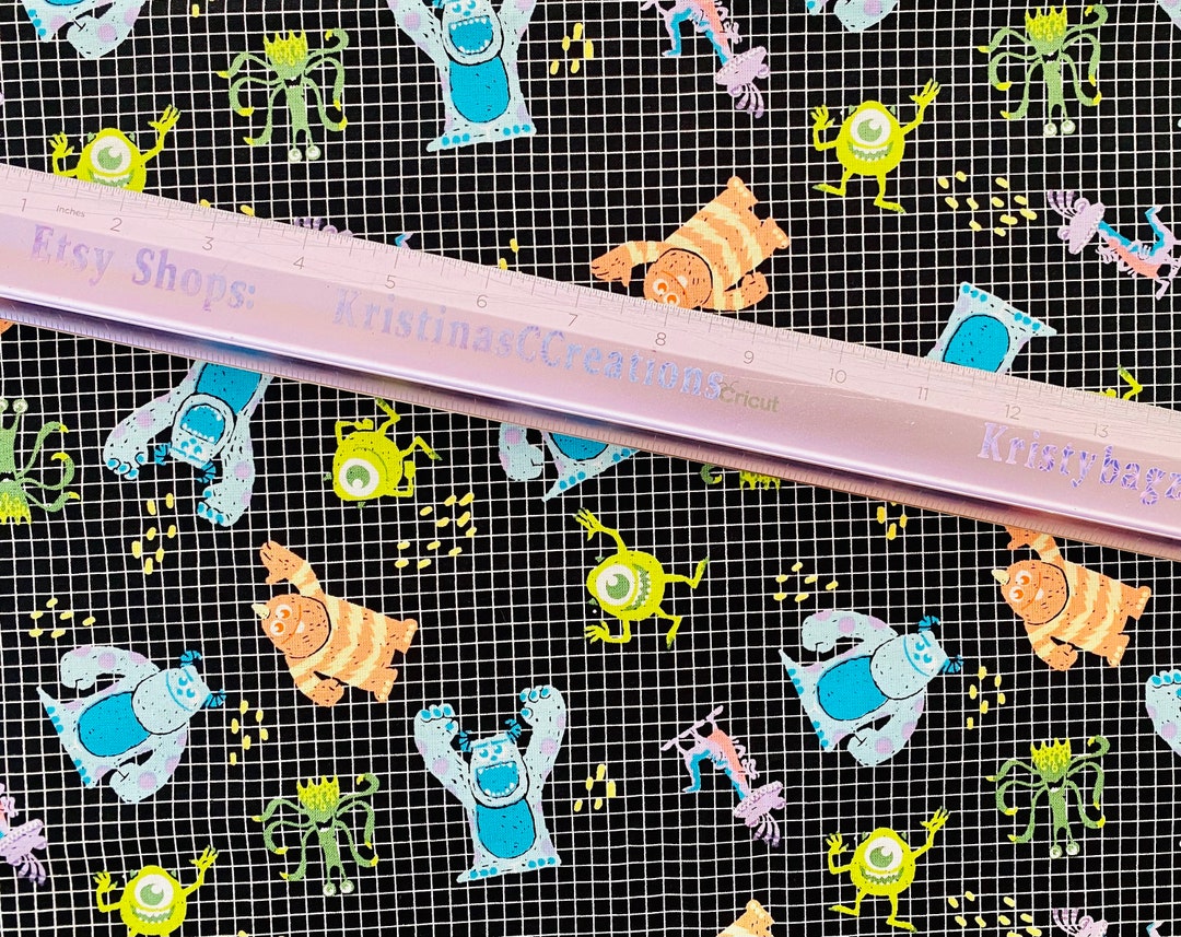 Monsters Inc Mike Sully 100% Cotton Craft Tumbler Fabric Cut fat Eighth ...