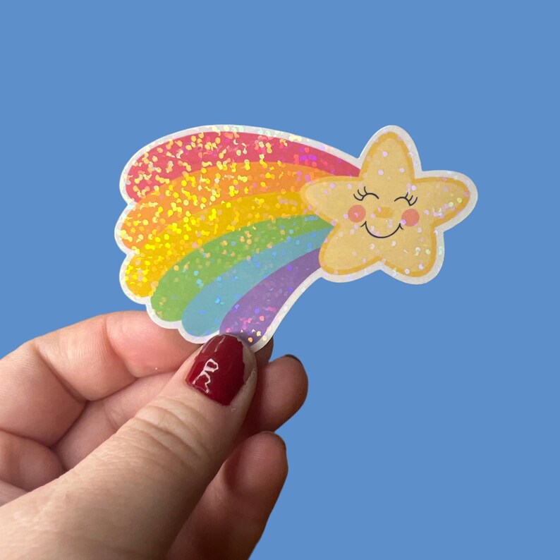 Rainbow Star Pride Glitter Sticker - Etsy