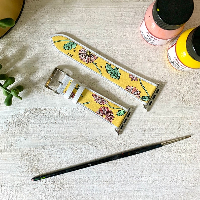 Custom Hand-painted Leather Apple Watch Bands - Etsy
