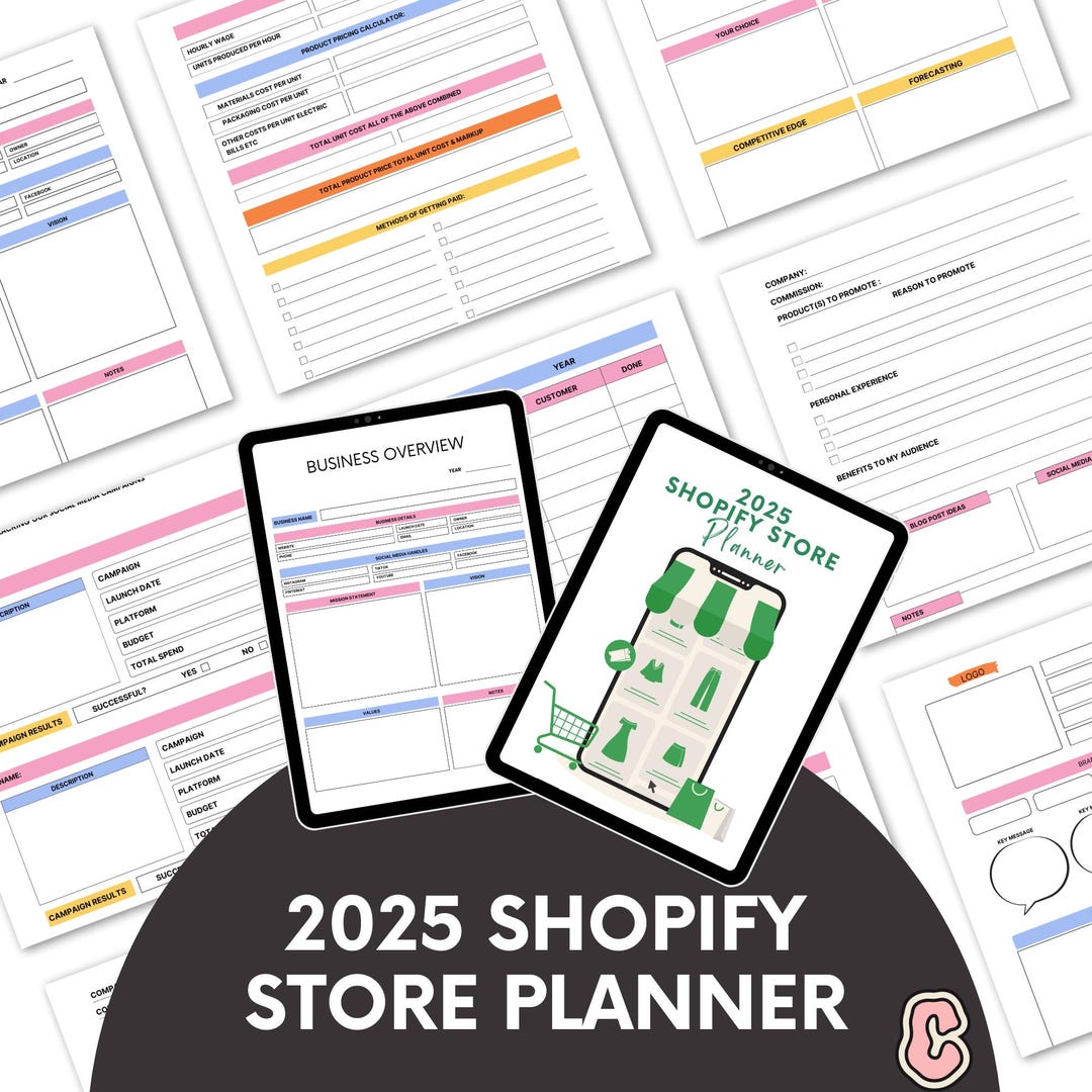 2025 Shopify Store Planner Checklist, Printable Small Business Tracker ...