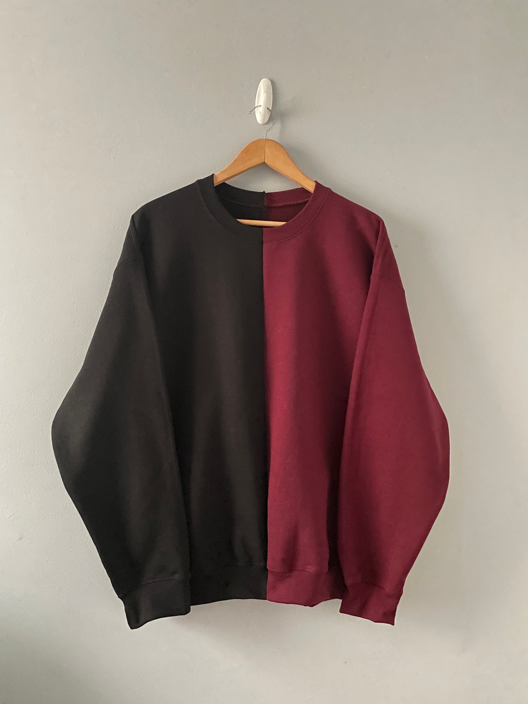 Black and Maroon Custom Two-toned Crewneck- Black and Maroon Custom ...
