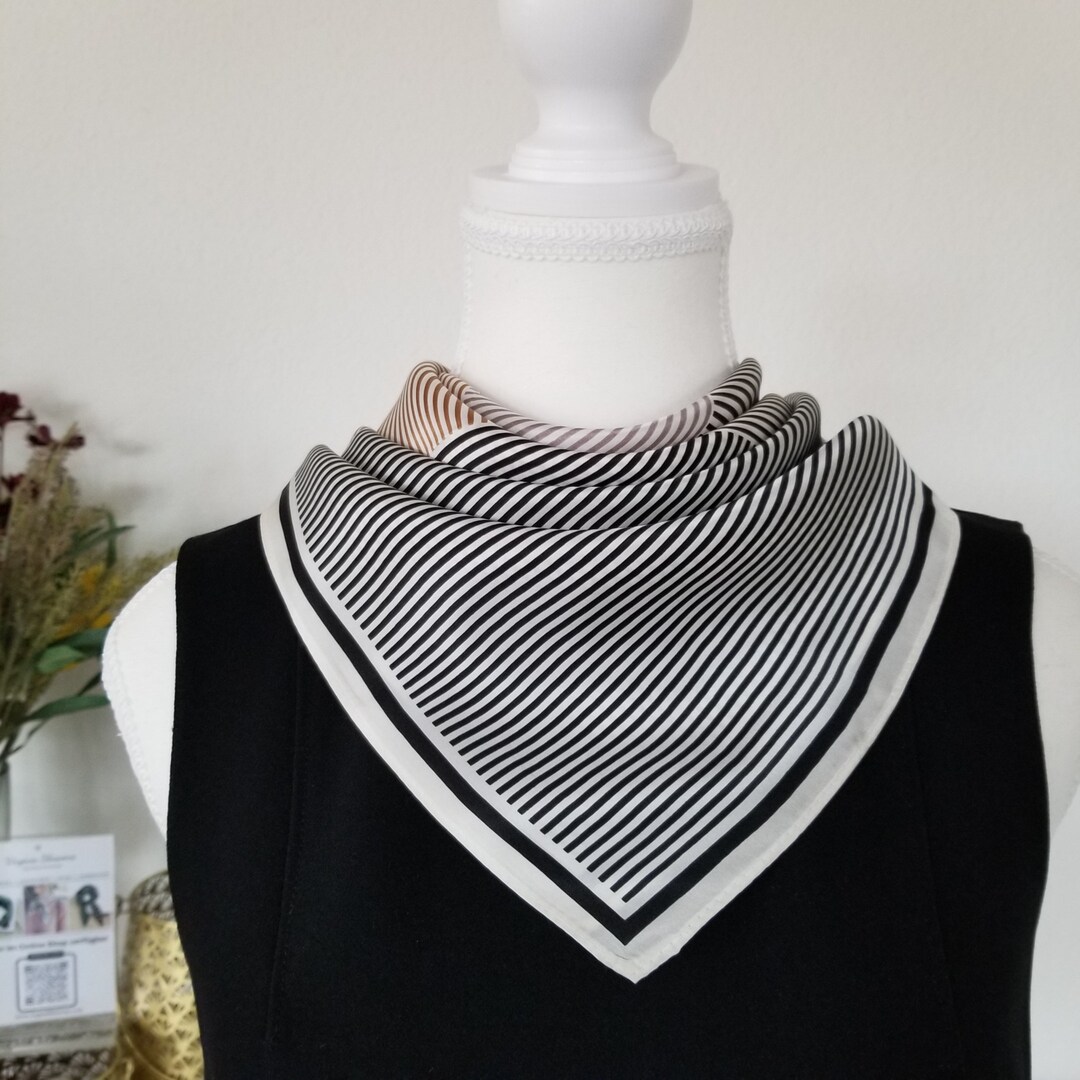 Stripes Silk Scarf 53cm Square, Women's Scarf, Fashion Scarf, Bandana ...