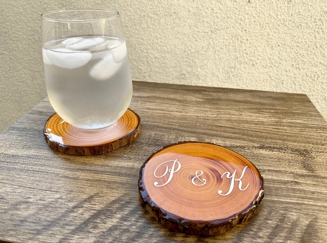Custom Rustic Wooden Coasters, Engagement Gift, Wedding Gift, Home ...