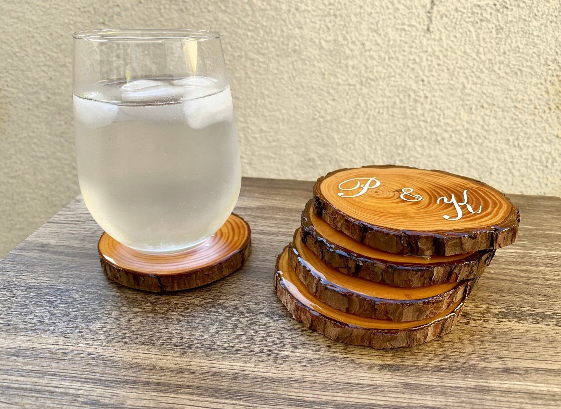 Custom Rustic Wooden Coasters, Engagement Gift, Wedding Gift, Home ...