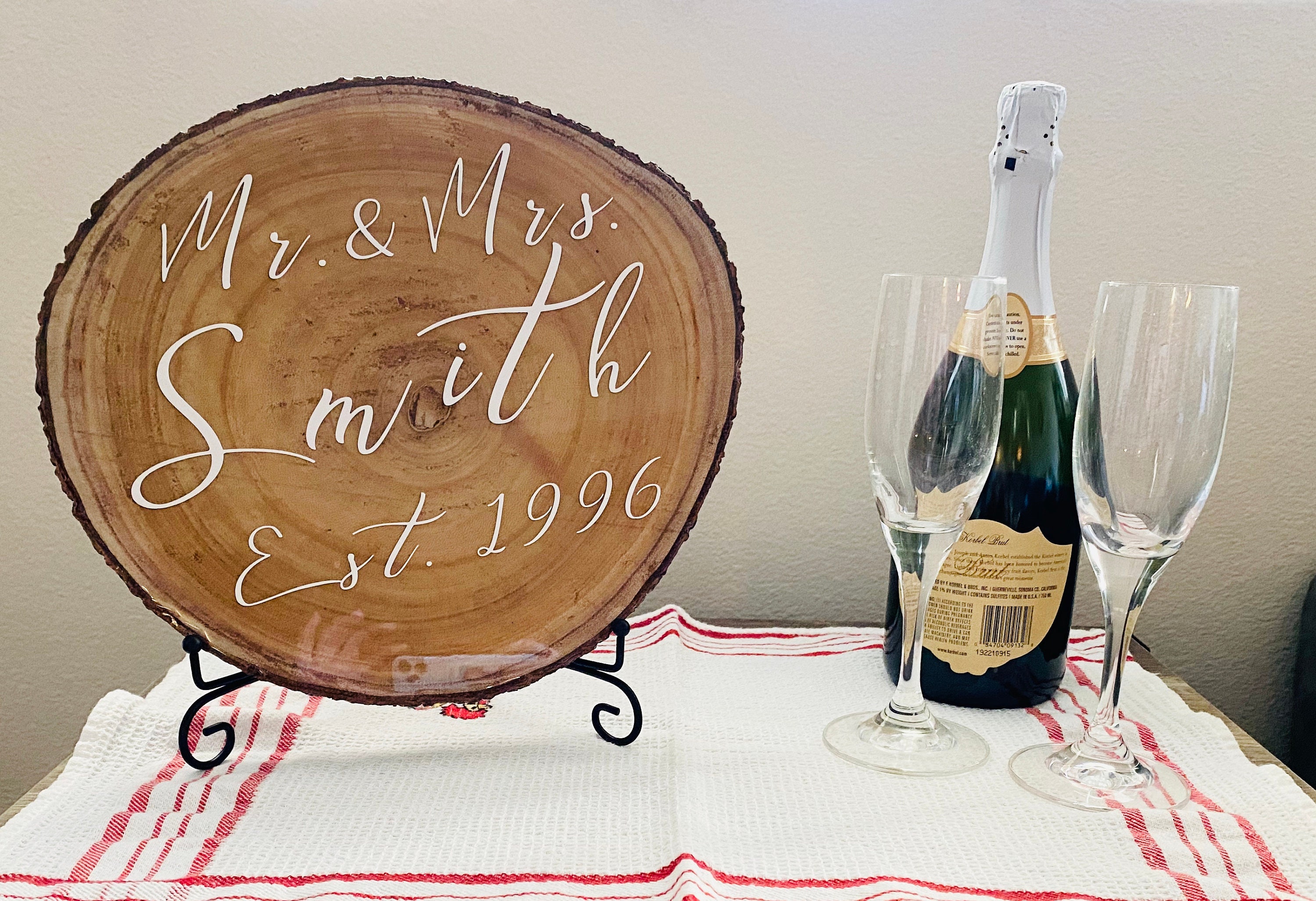 Custom Rustic Natural Wooden Slab Decor, Engagement Gift, Wedding Gift ...
