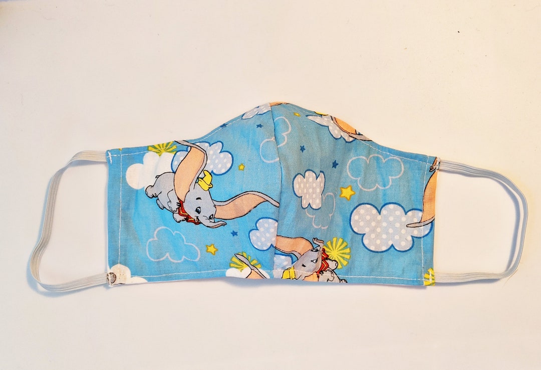 Disney Dumbo Elephant Inspired Fabric Face Mask Handmade Multiple Sizes ...