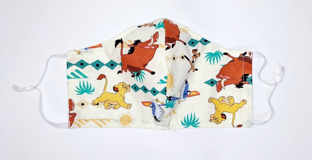 Disney Lion King Simba Pumba Timon Inspired Fabric Face Mask Handmade ...