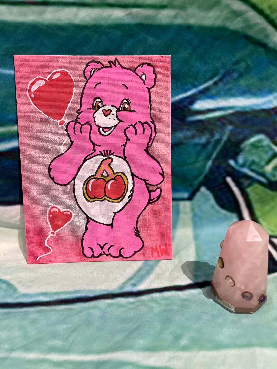 Pink Care Bear Painting - Etsy