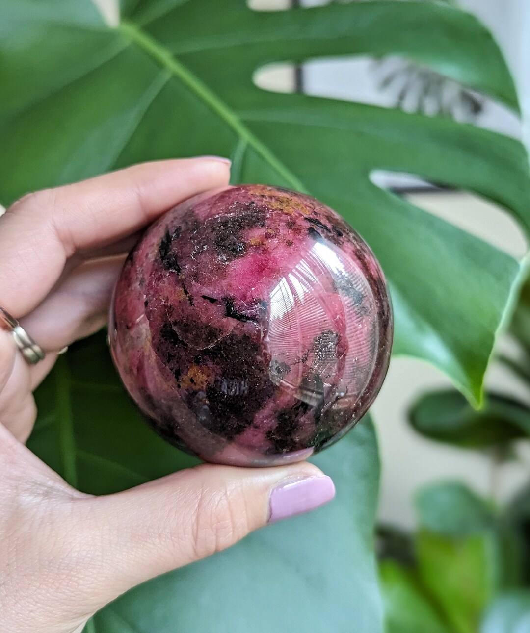 Deep Pink Gemmy Rhodonite Sphere 2.4" Brazil - Etsy