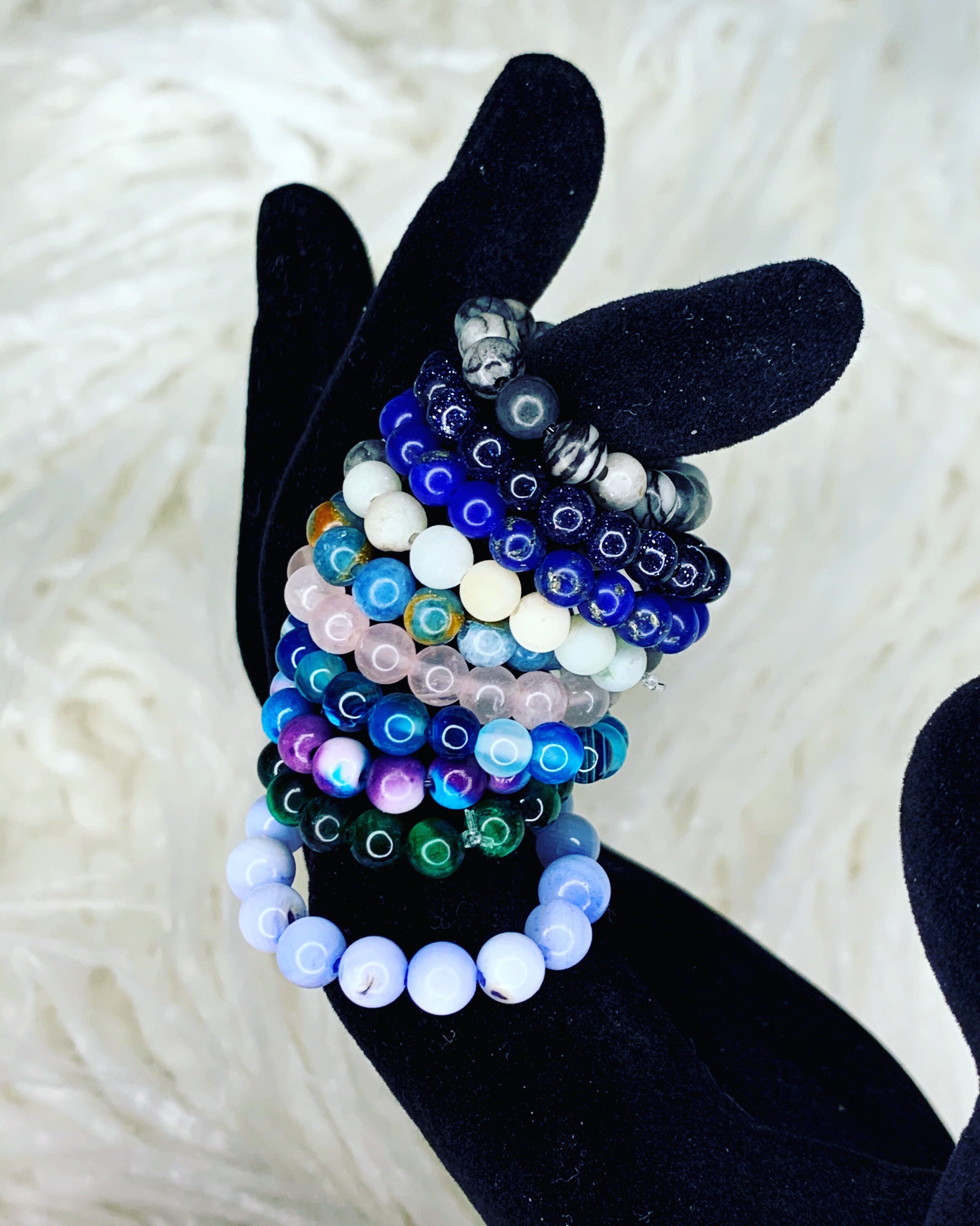 Starry Night Blue Sandstone Power Stone Ring Stacking Rings - Etsy