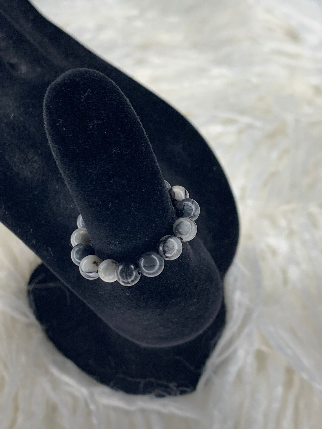 Black Network Stone Power Ring, Semi Precious Stone Ring, Power Ring ...