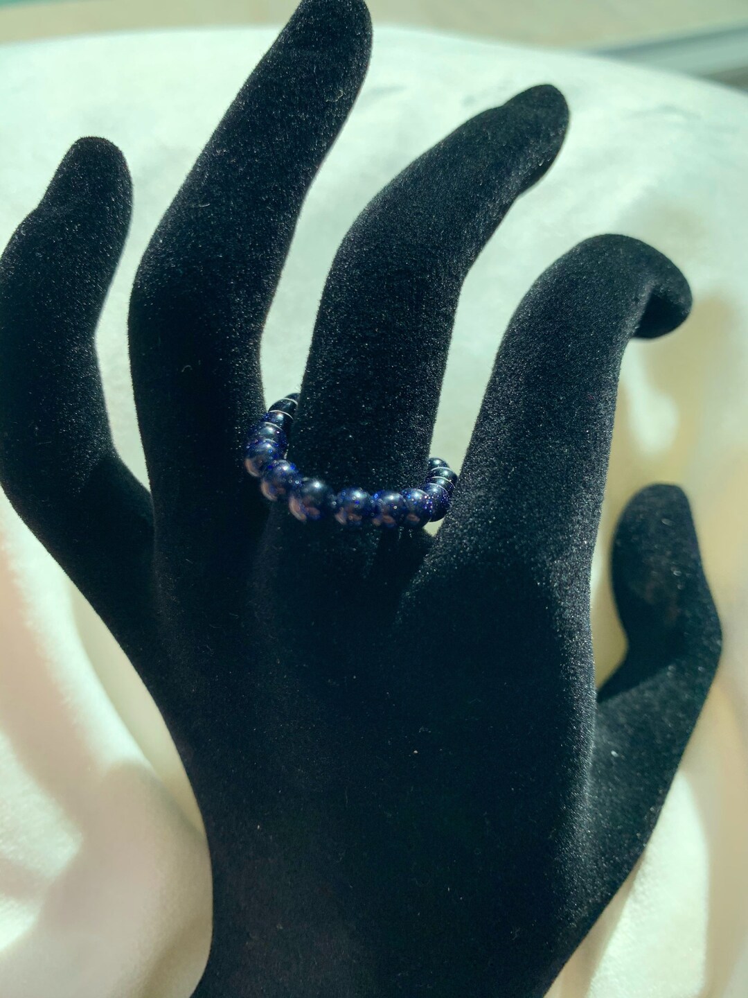 Starry Night Blue Sandstone Power Stone Ring Stacking Rings - Etsy