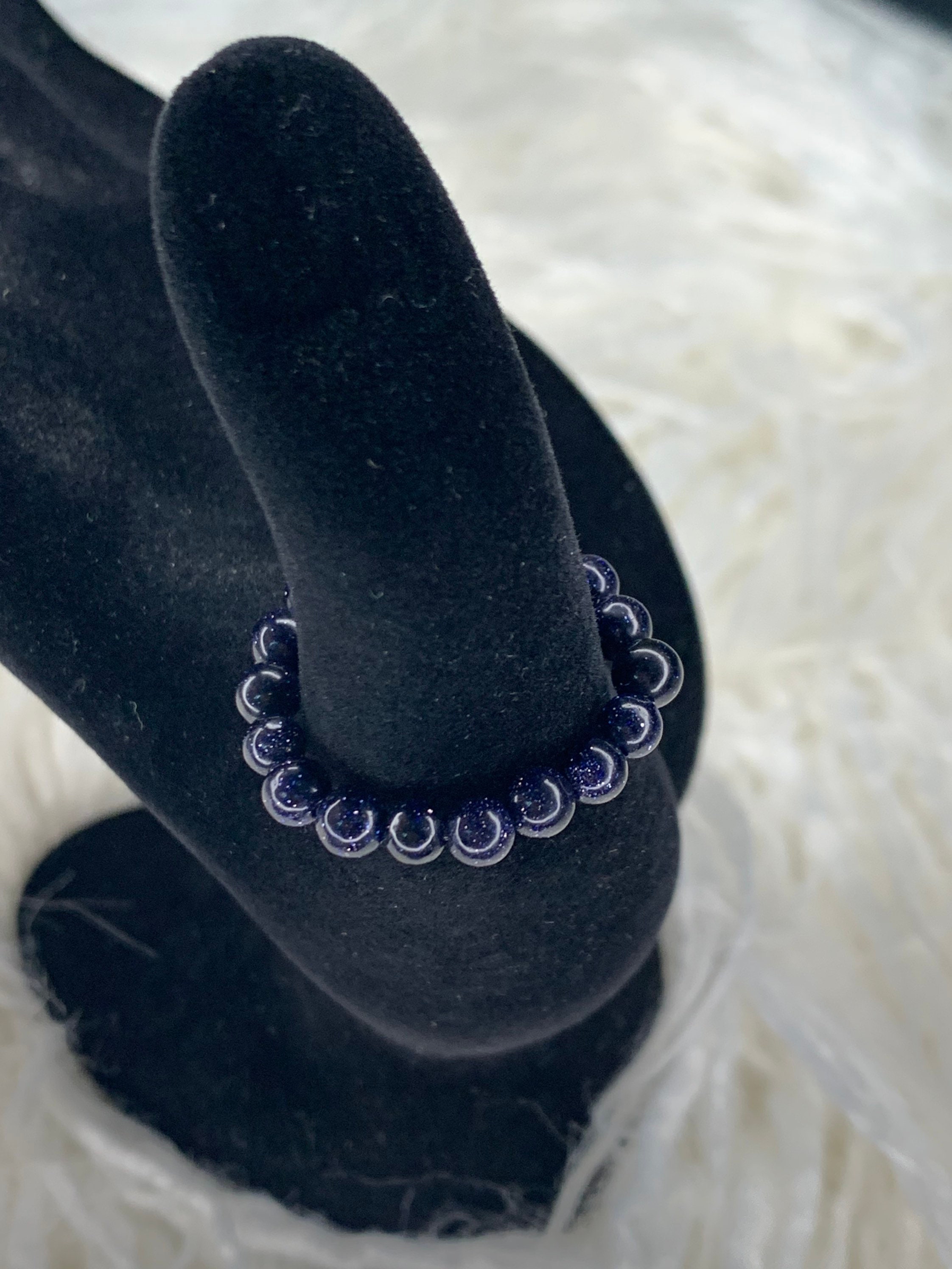 Starry Night Blue Sandstone Power Stone Ring Stacking Rings - Etsy