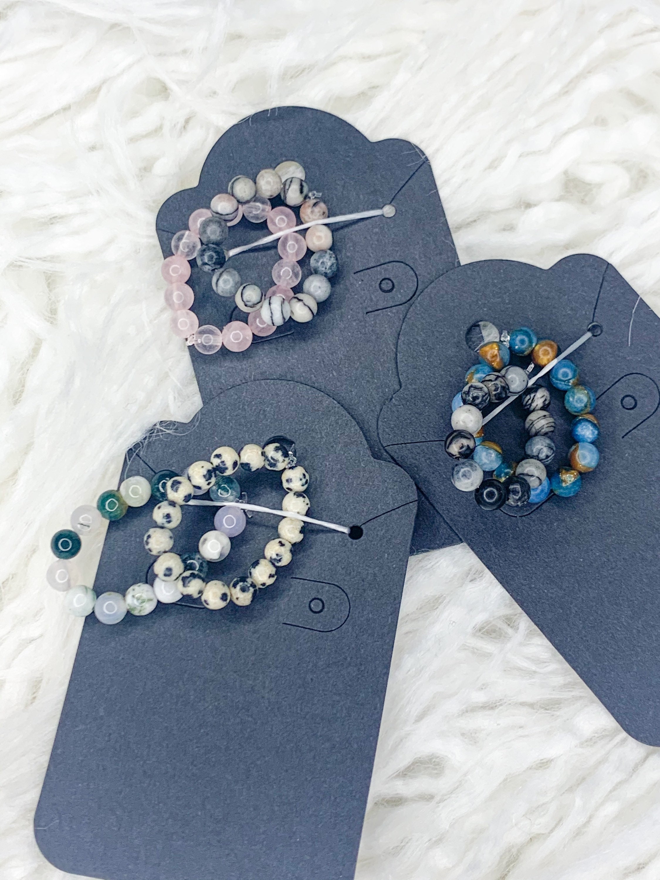 Starry Night Blue Sandstone Power Stone Ring Stacking Rings | Etsy