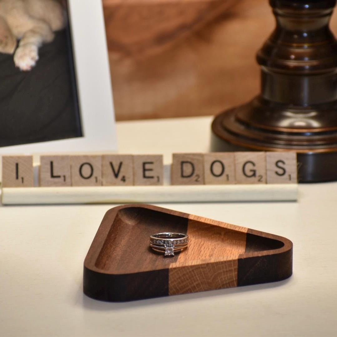Trinket Tray Wood Triangle || Change Dish || Jewelry Holder - Etsy