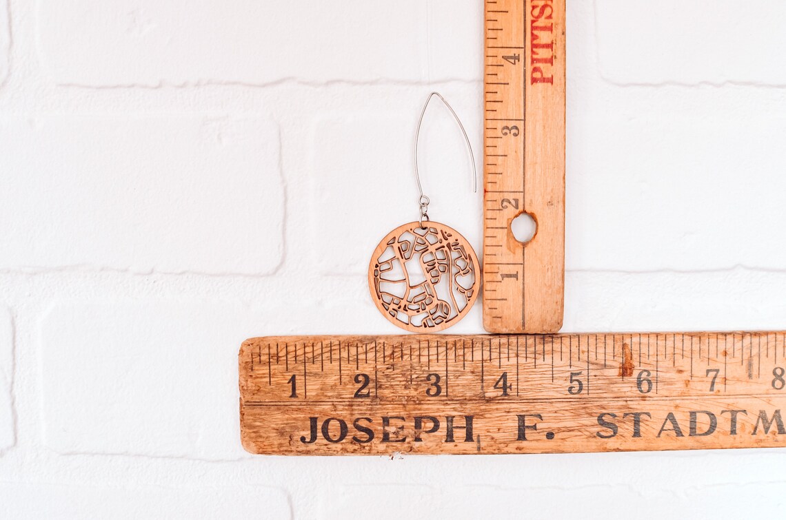 City Map Earrings Custom Wood Earring City Map Art - Etsy