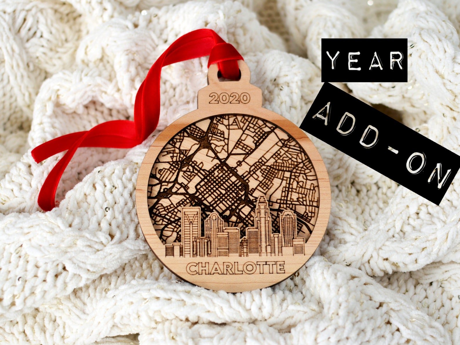 Chicago Gift Set, Chicago Skyline Map Ornament, Christmas Chicago ...