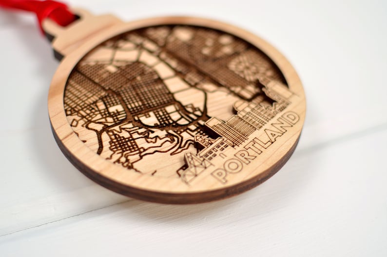 Portland Gift Set Portland Skyline Map Ornament Skyline - Etsy