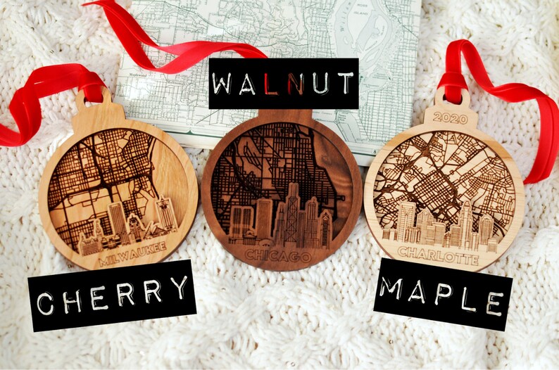 Miami Florida Skyline Map Ornament - Unique Travel Themed Christmas ...