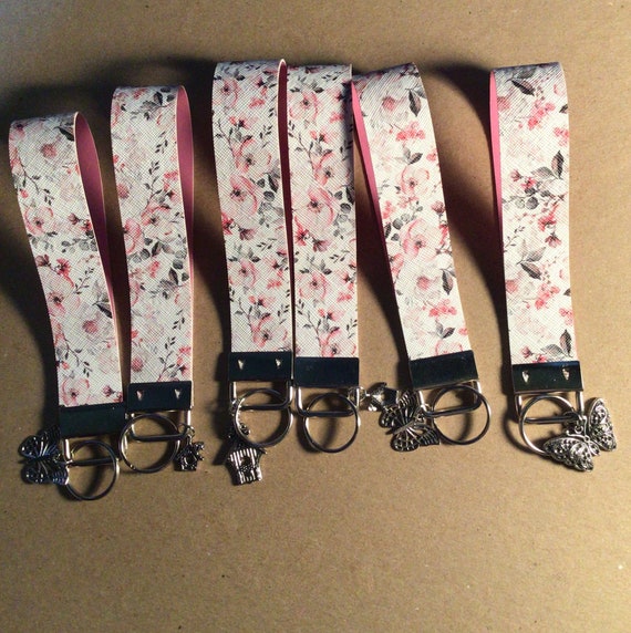 Floral/pink Key fob wristlet | Etsy