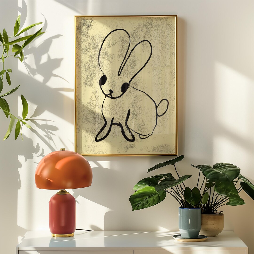 Miracle Rabbit! Abstract Rabbit One-line Drawing, Minimalist Art, Wall ...