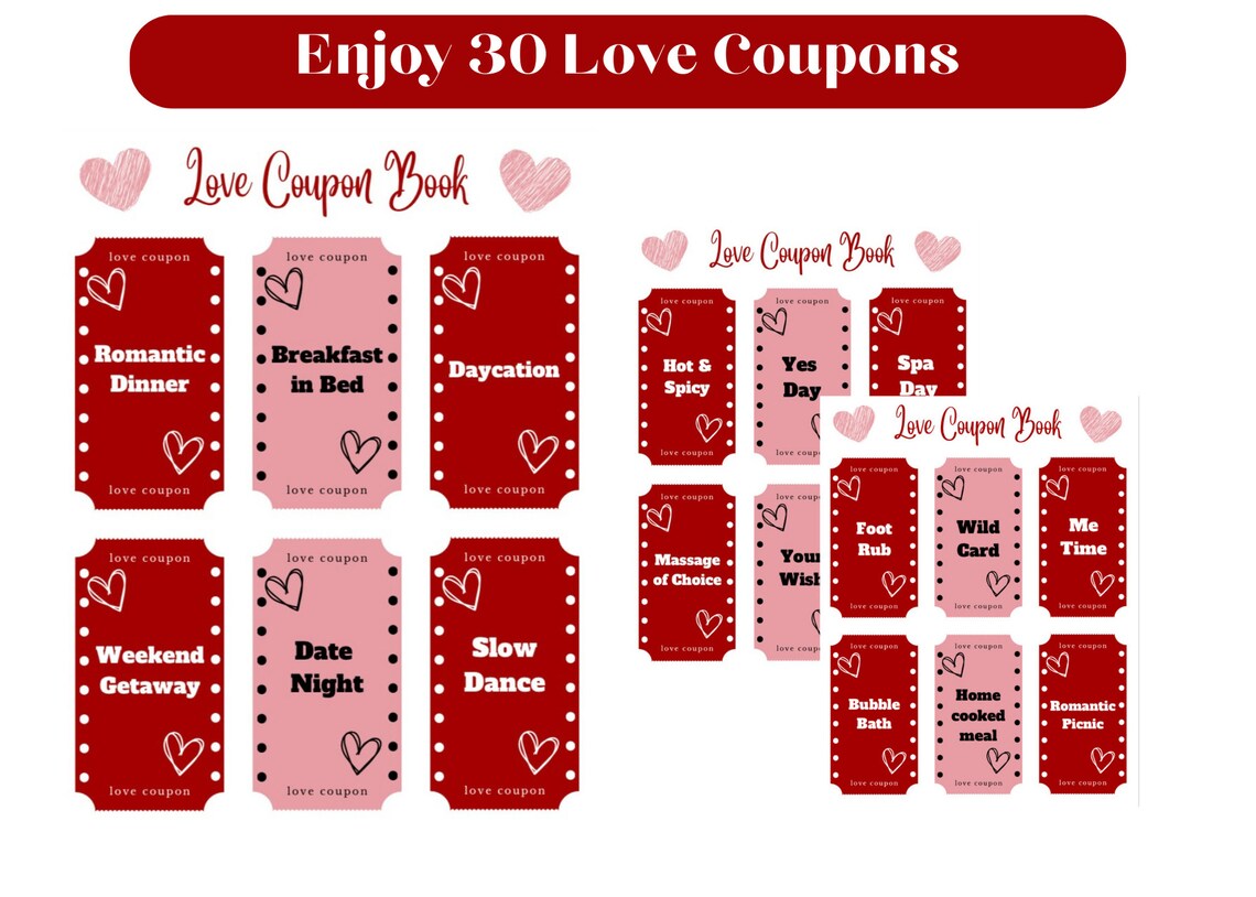 Printable Love Coupon Book Date Night Tickets Love Coupons Template DIY ...