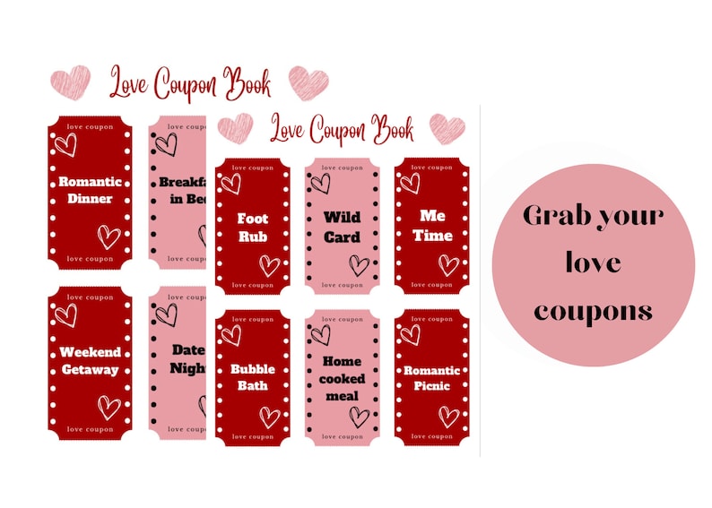 Printable Love Coupon Book Date Night Tickets Love Coupons Template DIY ...