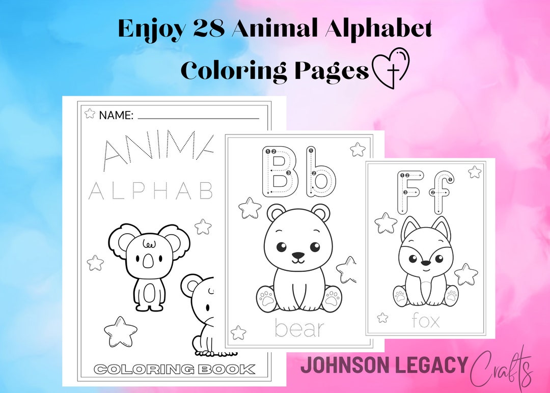 Animal Alphabet Coloring Pages Tracing Home School Activity Coloring ...