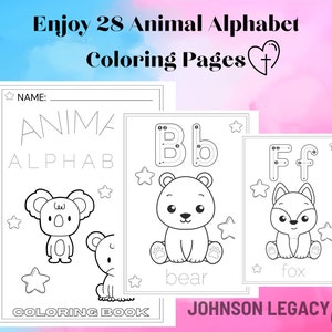 Animal Alphabet Coloring Pages Tracing Home School Activity Coloring ...
