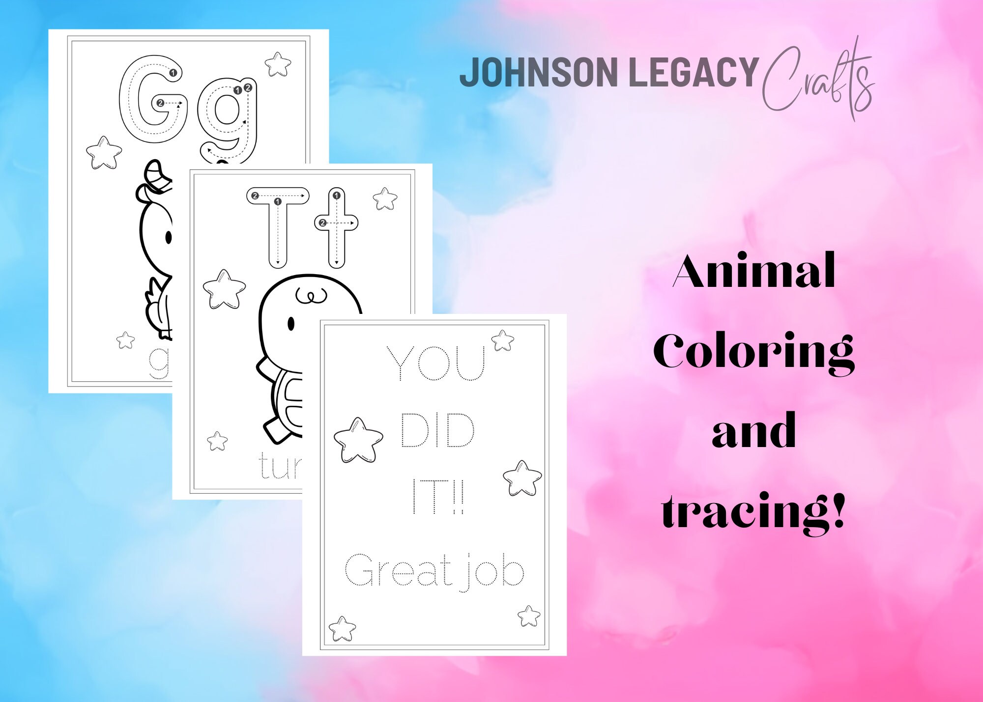Animal Alphabet Coloring Pages Tracing Home School Activity Coloring ...