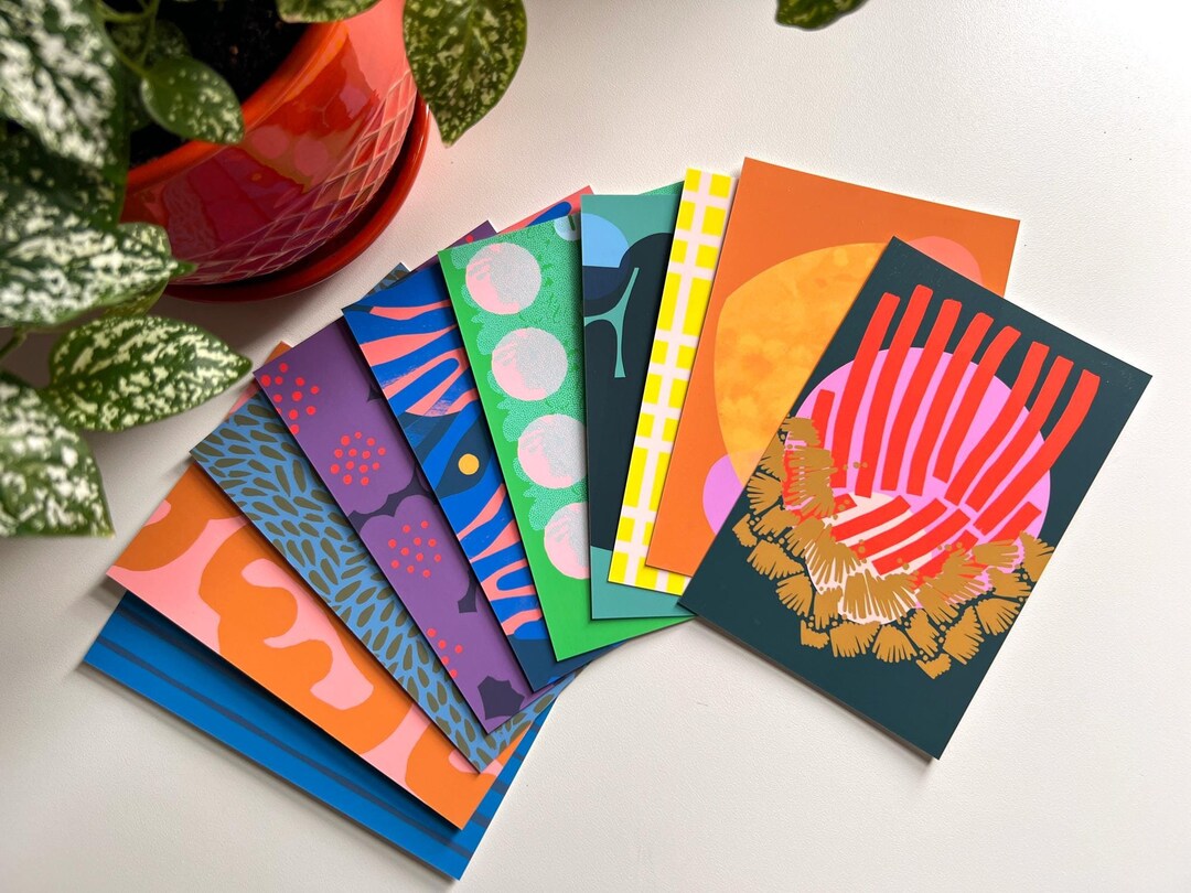 Bright, Colorful Pattern Postcards, Orbit - Variety Pack of 10 Blank Cards - Etsy
