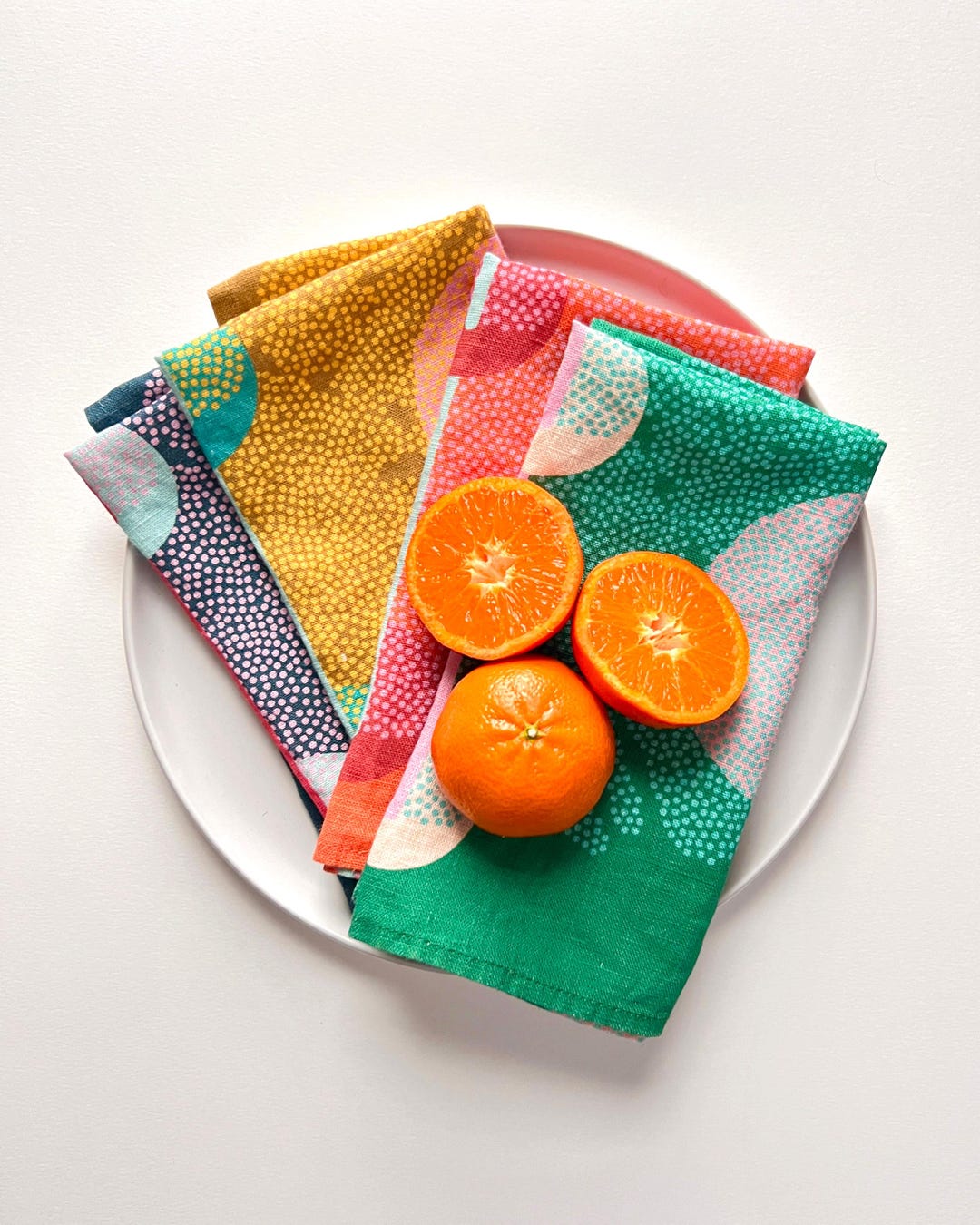 Modern Abstract Colorful Cascade Linen Dinner Napkins, Boho Decor ...